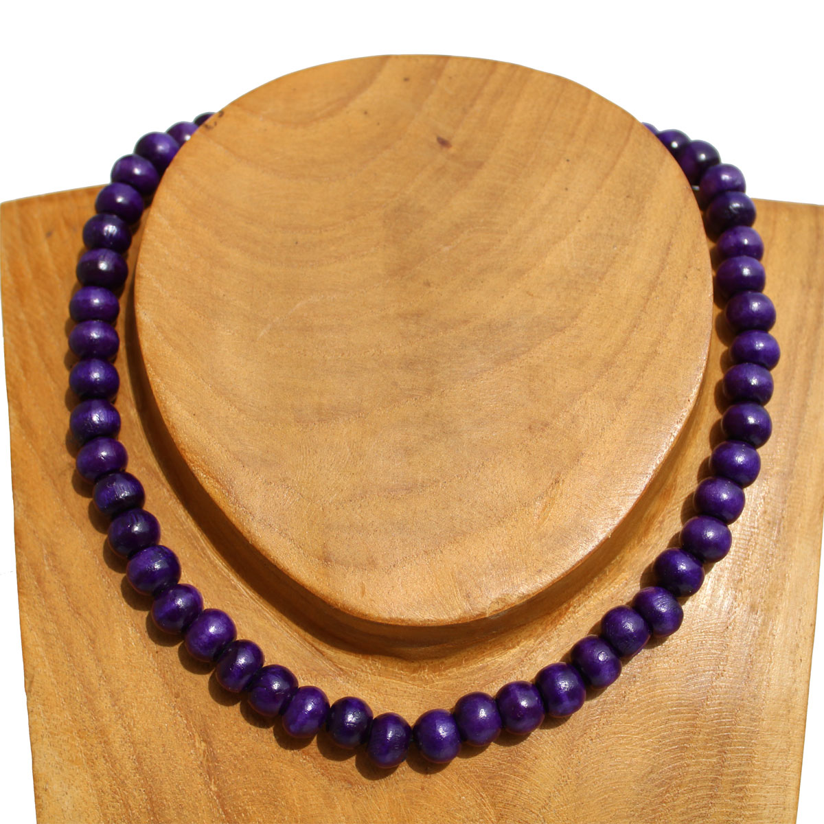 Collier bois rang perles couleur Violet - Collier bois Homme Femme ...